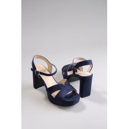 High-Heel-Sandalette ANISTON SHOES, Damen, Gr. 41, blau (dunkelblau), Textil, Veloursleder, Schuhe Riemchensandale Sandalette, Sommerschuh, Abendsandale, Plateau - NEUE KOLLEKTION