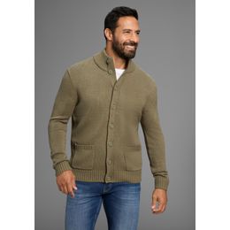 MAN'S WORLD Strickjacke MAN'S WORLD "Neue Kollektion Highlight mit Kn&ouml;pfen& Taschen", Herren, Gr. XL (56/58), gr&uuml;n, Strick, Obermaterial: 80% Polyacryl, 20% Baumwolle, meliert, regular fit, Rippb&uuml;ndchen, Strickjacken Strickjacke, mit Stehkragen,weicher Griff, Perfekt f&uuml;r die k&auml;ltere Jahreszeit
