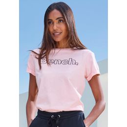 T-Shirt BENCH. LOUNGEWEAR, Damen, Gr. 32/34, 1x vanille, 1x rosa, Single Jersey, Obermaterial: 100% Baumwolle, unifarben, Basic, Shirts T-Shirt, mit Logodruck
