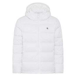 Steppjacke Calvin Klein Jeans "LS NYLN ZP OFF HD DW", Jungen, Gr. XL, hellwei&szlig;, Web, Obermaterial: 100% Polyamid, unifarben, regular fit normal, hoch geschlossener Ausschnitt, eingesetzt gerader Abschluss, Jacken Steppjacke, Mit Rundhalsausschnitt