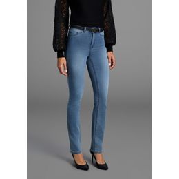 Slim-fit-Jeans Arizona "Ultra Stretch", Damen, Gr. 46, N-Gr, blau used, Obermaterial: 63% Baumwolle, 32% Polyester, 5% Elasthan, Basic, Jeans Slim-fit-Jeans