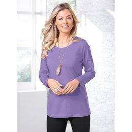 Langarmshirt Classic Basics "Shirt", Damen, Gr. 38, lila (lavendel), 100% Baumwolle, unifarben, Rundhals, Shirts Langarmshirt