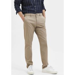 Chinos Selected "SLH175-SLIM NEW MILES FLEX PANT NOOS", Jungen, Gr. 38, Länge 32, beige (greige), Web, Obermaterial: 91% Baumwolle, 6% Polyester, 3% Elasthan, unifarben, slim fit lang, Hosen