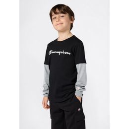 Langarmshirt Champion "SPORTWEAR LONG SLEEVE Standard Fit", Jungen, Gr. L (152/158), nny, noxm, ns, Obermaterial: 100% Baumwolle. Einsatz: 60% Baumwolle, 40% Polyester, normal, Rundhals, Shirts Langarmshirt, f&uuml;r Kinder