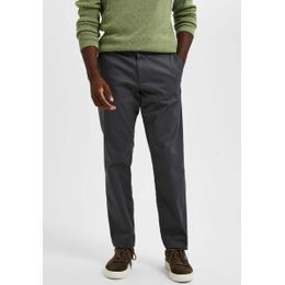 Chinos Selected "SLH175-SLIM NEW MILES FLEX PANT NOOS", Jungen, Gr. 34, Länge 32, grau (schwarz shadow), Web, Obermaterial: 91% Baumwolle, 6% Polyester, 3% Elasthan, unifarben, slim fit lang, Hosen