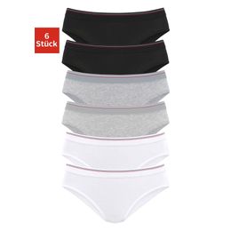H.I.S. Bikinislip H.I.S, Damen, Gr. 44/46, schwarz-wei&szlig; (grau, meliert, wei&szlig;, schwarz), Obermaterial: 95% Baumwolle, 5% Elasthan, unifarben, k&ouml;rpernah, Unterhosen, aus elastischer Baumwoll-Qualit&auml;t