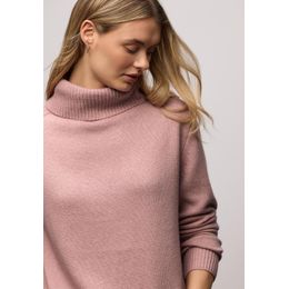 Rollkragenpullover Street One, Damen, Gr. 42, powder pink meliert, Stoff, 37% Polyacryl, 29% Baumwolle, 29% Polyester, 5% Polyamid, unifarben, normal normal, hoch geschlossener Ausschnitt, Rippbündchen, Pullover Rollkragenpullover