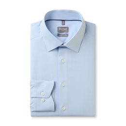 Langarmhemd OLYMP "Luxor 24/Seven comfort fit", Herren, Gr. 43, N-Gr, bleu, Web, Obermaterial: 64% Baumwolle, 27% Polyester, 9% Elasthan, comfort fit, 2-Knopf-Manschette, Hemden, comfort fit, Businesshemd, New-Kentkragen, unifarben