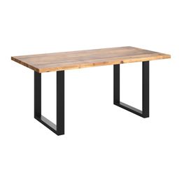 Ambia Garden Gartentisch, Schwarz, Akazie, Holz, Metall, Akazie, massiv, rechteckig, U-Form, 200x76x100 cm, Fsc, Gartenm&ouml;bel, Gartentische, Gartentische