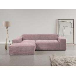 Ecksofa OTTO HOME, B:253cm H:70cm T:188cm, rosa, 90% Polyester, 10% Nylon, Wohnzimmer, Sofas, "Zeus-L modern & zeitlos, Breite 253 cm, bequemes