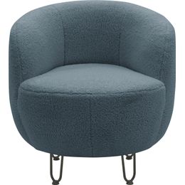 Sessel Home Affaire, B:72cm H:72cm T:76cm, blau, 100% Polyester, Sessel, "Anjuli Lieferzeit nur 2 Wochen", Runde Form, perfektes Einzelst&uuml;ck, Flausch