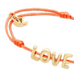 ECHTZEIT Damen Armband "Schmuck Geschenk Edelstahl-Nylon-Armband Love Letters", 21cm, Edelstahl Nylongelbgoldfarben, orange, Edelstahl, Nylon,