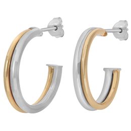 Firetti Damen Paar Creolen "Schmuck Geschenk Silber 925 Ohrschmuck Ohrringe bicolor", 20mm, Silber 925 (Sterlingsilber)silberfarben, gelbgoldfarben,
