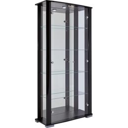 Fif Möbel Vitrine FIF MÖBEL, B:86cm H:178cm T:38cm, schwarz, Holzwerkstoff, Sicherheitsglas ESG, Wohnzimmer, Schränke, "STELLA", Standvitrine/Glasvitrine 2x