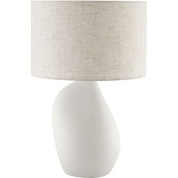 OTTO HOME Tischleuchte "Nyllor", 1, &Oslash; 25cm H: 38cm, 1 Stk., beige, Wohnzimmer, Leuchten, Keramikfu&szlig; organische Form mit Textilschirm, 38 cm H&ouml;he, 20