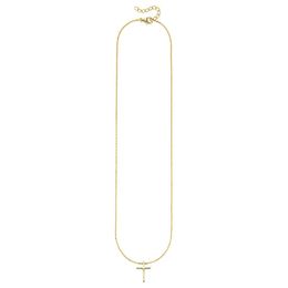 Bruno Banani Damen Kette mit Anh&auml;nger "Schmuck Geschenk gelbgoldfarben vergoldet mit Anh&auml;nger Kreuz", Silber 925 (Sterlingsilber), L: 45 B: 1,1mm,