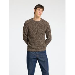 Selected Herren Rundhalspullover "SLHVINCE LS KNIT BUBBLE CREW NECK NOOS", braun, Gr. S, meliert, Strick, Obermaterial: 100% Baumwolle, Pullover