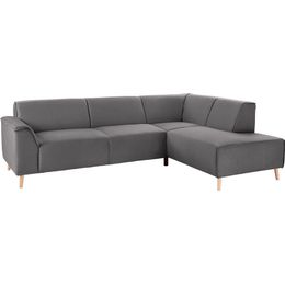 Ecksofa Home Affaire, B:263cm H:81cm T:191cm, schwarz, Struktur fein ( 100% Polyester);Struktur weich (92% Polyester, 8% Nylon);Struktur fein ( 100%