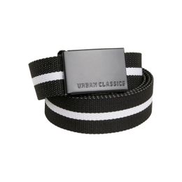 Urban Classics Damen H&uuml;ftg&uuml;rtel "Urban Classics Unisex Canvas Belt"schwarz, wei&szlig; stripe, schwarz, 100% Polyester, G&uuml;rtel
