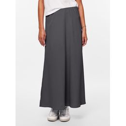 Pieces Damen Midirock "PCFRANAN HW MIDI SKIRT NOOS BC", grau, Gr. XS, unifarben, Obermaterial: 100% Polyester, Röcke