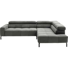 Ecksofa Home Affaire, B:276cm H:71cm T:219cm, grau, 95% Polyester, 5% Nylon, Wohnzimmer, Sofas, "Claya, L-Form, incl. Kopfteilverstellung, Breite 276