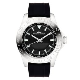 Fynch-Hatton Damen Quarzuhrschwarz, silberfarben, Armbanduhren, Armbanduhr, Herrenuhr, Silikonarmband, analog