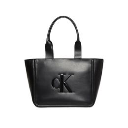 Damen Tragetasche "SANDI TOTE", Calvin Klein Jeans, schwarz, Lederimitat, unifarben, Taschen, Damen Henkeltasche, Schultertasche mit großem CK-Logo