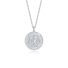 Elli Damen Kette mit Anhänger "Sternzeichen Waage Astro Münze Antik 925 Silber", 45, ohne Stein, Silber 925 (Sterlingsilber), L: 45, silber, Silber