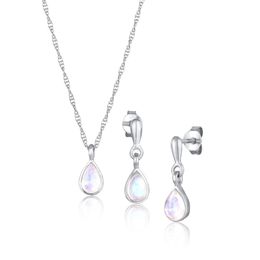 Elli Premium Damen Schmuckset "Mondstein Tropfen Kette Ohrh&auml;nger 925 Silber", onesize,mit Stein, silber, Silber 925 (Sterlingsilber), Schmuck_Sets