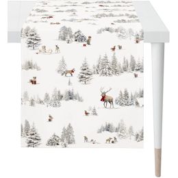 Tischl&auml;ufer Apelt, B:48cm L:140cm, gr&uuml;n, Baumwolle, Polyester, Tischdecken, "6201 WINTERWELT, Weihnachtsdeko, Weihnachten", Digitaldruck