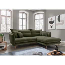 Ecksofa Home Affaire, B:255cm H:94cm T:180cm, gr&uuml;n, 100% Polyester, Wohnzimmer, Sofas, "Lazio modern und bequem, schmale Armlehnen, tolle