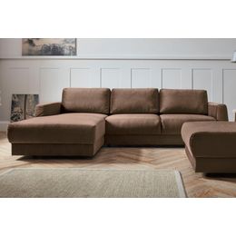 Ecksofa Home Affaire, B:264cm H:80cm T:175cm, braun, Luxus-Microfaser Lederoptik (100% Polyester);Struktur grob (100% Polyester);Samtoptik (100%
