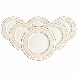 Villeroy & Boch VILLEROY & BOCH Speiseteller "Speiseteller Ivoire &oslash; 27,5 cm 6er Set wei&szlig;-gold", L:27,5cmwei&szlig;, gold, Speiseteller