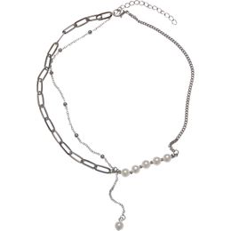 Kette mit Anh&auml;nger Urban Classics "Urban Classics Unisex Jupiter Pearl Various Chain Necklace", silber, Halsketten, Damen, onesize, Eisen
