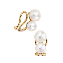 Jobo Damen Perlenohrringe "Ohrclips mit Perlen", Gelbgold 585 Perlengelbgold 585, Gelbgold 585, Perlen, Ohrringe, 585 Gold mit 4 S&uuml;&szlig;wassser-Perlen