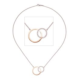 Jobo Damen Kette mit Anh&auml;nger "Zwei verschlungene Ringe", Diamanten Ros&eacute;gold 585 Wei&szlig;gold 585, L: 42ros&eacute;gold 585, Diamanten, Ros&eacute;gold 585, Wei&szlig;gold