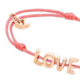 ECHTZEIT Damen Armband "Schmuck Geschenk Edelstahl-Nylon-Armband Love Letters", 21cm, Edelstahl Nylonros&eacute;goldfarben, rosa, Edelstahl, Nylon, Armb&auml;nder