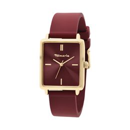 Tamaris Damen Quarzuhr, rot, Armbanduhren, Armbanduhr, Damenuhr, Silikonarmband, analog