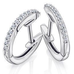 ONE ELEMENT Damen Paar Creolen "0,10 ct Diamant Brillant Ohrringe Creolen aus 585 Wei&szlig;gold", Damen, 0,1 mit Diamant, Diamanten Gold Wei&szlig;gold