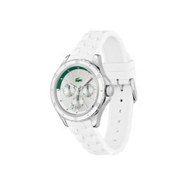 Lacoste Damen Multifunktionsuhr "SANTORINI"wei&szlig;, silberfarben, Armbanduhren, Quarzuhr, Armbanduhr, Damenuhr, Silikonarmband, analog