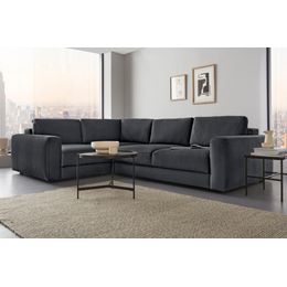 Ecksofa Home Affaire, B:224cm H:84cm T:304cm, grau, 100% Polyester, Wohnzimmer, Sofas, "Bloomfield, Breite 304cm, Mega Polsterecke mit viel Platz,