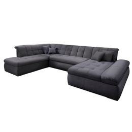 Wohnlandschaft DOMO collection, B:353cm H:80cm T:216cm, grau, Microfaser PRIMABELLE (100% Polyester);Chenille (85% Polyester, 15%