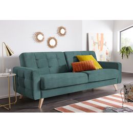3-Sitzer, B:222cm H:87cm T:89cm, blau, exxpo - SOFA FASHION, Samtvelours (100% Polyester);Webvelours (100% Polyester), Sofas, "Nappa, kompakt,