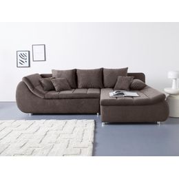 Ecksofa Home Affaire, B:271cm H:90cm T:104cm, blau, Wohnzimmer, Sofas, "Imola, elegant und modern, aktuelle Steppung im Sitz, bequem, L-Form", frei