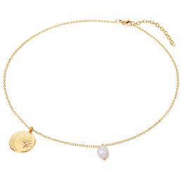 Valero Pearls Damen Kette mit Anh&auml;nger "VP799", 40,0cm Basiskette + 5,0cm Verl&auml;ngerung,mit Stein, Edelstahl, gold, Edelstahl, Halsketten, mit