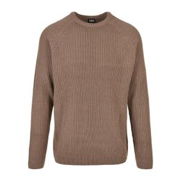 Urban Classics Damen Rundhalspullover "Urban Classics Herren Ribbed Raglan Sweater"schwarzkhaki, Gr. S, unifarben, 100% Polyacryl, Pullover