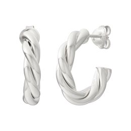 CAI CA&Iuml; Damen Paar Creolen "925 Sterling Silber rhodiniert twisted medium", one-size, Silber 925 (Sterlingsilber), wei&szlig;, Silber 925 (Sterlingsilber),
