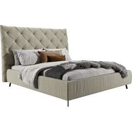 Polsterbett Home Affaire, B:176cm H:143cm L:254cm, silber, 100% Polyester, Betten, "Maxime, in 4 Breiten bis 200cm, auch in Leder", Kopfteilhöhe 143