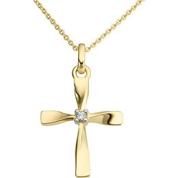 Firetti Damen Kreuzanhänger "Schmuck Geschenk Gold 333 Halsschmuck Anhänger für Kette Kreuz", 0,01, Diamanten Gelbgold 333, 0,4 g, gold, Diamanten,