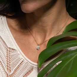 LYOMI Damen Kette mit Anh&auml;nger "585/- GG/WG 7 synth. Diam. 0,14ct.", 45,0cm, 0,14, Gold, L: 45 B: 10,5mm, gold, Gold, B:10,5mm, Halsketten